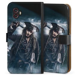 DeinDesign Galaxy XCover 6 Pro Handy Klapph&uuml;lle Handyh&uuml;lle aus Kunst Leder schwarz Flip Case Captain Jack Sparrow Fluch Der Karibik Official Licensed Product 
