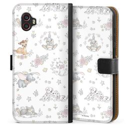 DeinDesign Galaxy XCover 6 Pro Handy Klapph&uuml;lle Handyh&uuml;lle aus Kunst Leder schwarz Flip Case Disney Dumbo Bambi Sideflip mit langer Lasche