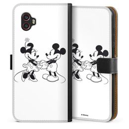 DeinDesign Galaxy XCover 6 Pro Handy Klapph&uuml;lle Handyh&uuml;lle aus Kunst Leder schwarz Flip Case Disney Valentine'S Day Sideflip mit langer Lasche