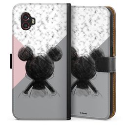 DeinDesign Galaxy XCover 6 Pro Handy Klapph&uuml;lle Handyh&uuml;lle aus Kunst Leder schwarz Flip Case Mickey Mouse Disney Marble Sideflip mit langer Lasche