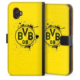 DeinDesign Galaxy XCover 6 Pro Handy Klapph&uuml;lle Handyh&uuml;lle aus Kunst Leder schwarz Flip Case Bvb Official Licensed Product Borussia Dortmund Sideflip mit langer 