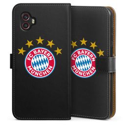 DeinDesign Galaxy XCover 6 Pro Handy Klapph&uuml;lle Handyh&uuml;lle aus Kunst Leder schwarz Flip Case Fc Bayern M&uuml;nchen Fcb Star Sideflip mit langer Lasche