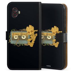 DeinDesign Galaxy XCover 6 Pro Handy Klapph&uuml;lle Handyh&uuml;lle aus Kunst Leder schwarz Flip Case Guardians Of The Galaxy Groot Marvel Sideflip mit langer Lasche