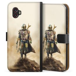 DeinDesign Galaxy XCover 6 Pro Handy Klapph&uuml;lle Handyh&uuml;lle aus Kunst Leder schwarz Flip Case Official Licensed Product The Mandalorian Star Wars Sideflip mit 