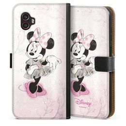 DeinDesign Galaxy XCover 6 Pro Handy Klapph&uuml;lle Handyh&uuml;lle aus Kunst Leder schwarz Flip Case Minnie Mouse Disney Vintage Sideflip mit langer Lasche