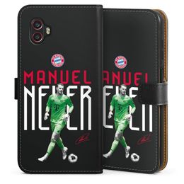 DeinDesign Galaxy XCover 6 Pro Handy Klapph&uuml;lle Handyh&uuml;lle aus Kunst Leder schwarz Flip Case Fc Bayern M&uuml;nchen Manuel Neuer Official Licensed Product Sideflip 
