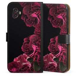 DeinDesign Galaxy XCover 6 Pro Handy Klapph&uuml;lle Handyh&uuml;lle aus Kunst Leder schwarz Flip Case Vintage Rose Pink Sideflip mit langer Lasche