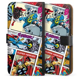 DeinDesign Galaxy XCover 6 Pro Handy Klapph&uuml;lle Handyh&uuml;lle aus Kunst Leder schwarz Flip Case Avengers Comic Marvel Sideflip mit langer Lasche