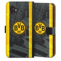 DeinDesign Galaxy XCover 6 Pro Handy Klapph&uuml;lle Handyh&uuml;lle aus Kunst Leder schwarz Flip Case Bvb Borussia Dortmund Stadium Sideflip mit langer Lasche