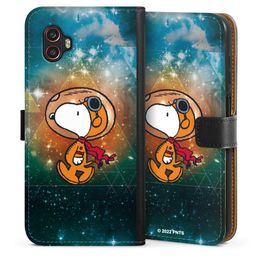 DeinDesign Galaxy XCover 6 Pro Handy Klapph&uuml;lle Handyh&uuml;lle aus Kunst Leder schwarz Flip Case Astronaut Snoopy Official Licensed Product Sideflip mit langer 