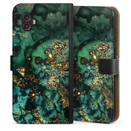 DeinDesign Galaxy XCover 6 Pro Handy Klapph&uuml;lle Handyh&uuml;lle aus Kunst Leder schwarz Flip Case Marble Muster Glitzer Sideflip mit langer Lasche