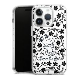 DeinDesign iPhone 14 Pro Handy Case Handyh&uuml;lle transparent H&uuml;lle Peanuts Flowers Snoopy Hard Case