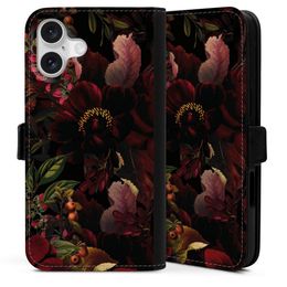 DeinDesign iPhone 16 Plus Handy Klapph&uuml;lle Handyh&uuml;lle aus Kunst Leder schwarz Flip Case Flowers Meadow Utart Sideflip mit Lasche