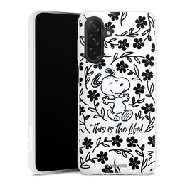 DeinDesign Galaxy A26 Handy Silikon H&uuml;lle Case wei&szlig; Handyh&uuml;lle Peanuts Flowers Snoopy Silikon Case