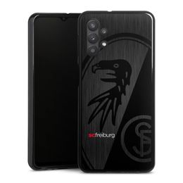 DeinDesign Galaxy A32 5G Handy Silikon H&uuml;lle Case schwarz Handyh&uuml;lle Metallic Look Sc Freiburg Official Licensed Product