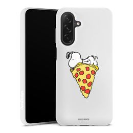 DeinDesign Galaxy A26 Handy Silikon H&uuml;lle Case wei&szlig; Handyh&uuml;lle Peanuts Pizza Snoopy Silikon Case