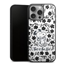 DeinDesign iPhone 16 Pro Max Handy Gallery Case Handyh&uuml;lle 9H Geh&auml;rtetes Glas R&uuml;ckseite H&uuml;lle Peanuts Flowers Snoopy Gallery Case