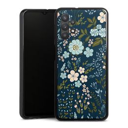 DeinDesign Galaxy A32 5G Handy Silikon H&uuml;lle Case schwarz Handyh&uuml;lle Blue Muster Flowers