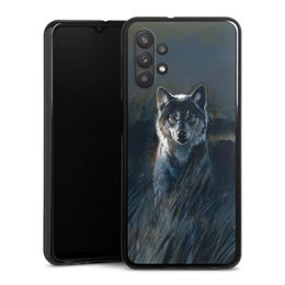 DeinDesign Galaxy A32 5G Handy Silikon H&uuml;lle Case schwarz Handyh&uuml;lle Nature Painting Wolf