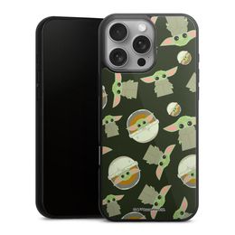 DeinDesign iPhone 16 Pro Max Handy Gallery Case Handyh&uuml;lle 9H Geh&auml;rtetes Glas R&uuml;ckseite H&uuml;lle Official Licensed Product Star Wars Muster Baby Yoda Gallery Case