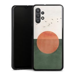 DeinDesign Galaxy A32 5G Handy Silikon H&uuml;lle Case schwarz Handyh&uuml;lle Sunset Bird Sunshine