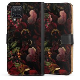 DeinDesign Galaxy A12 Handy Klapph&uuml;lle Handyh&uuml;lle aus Kunst Leder schwarz Flip Case Flowers Meadow Utart Sideflip mit langer Lasche