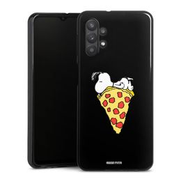 DeinDesign Galaxy A32 5G Handy Silikon H&uuml;lle Case schwarz Handyh&uuml;lle Snoopy Pizza Peanuts