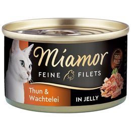 Miamor Feine Filets in Jelly Thunfisch und Wachtelei Katzen-Nassfutter mit Fisch 24x100g