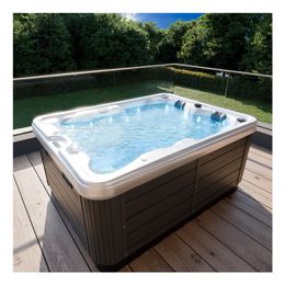 TroniTechnik&reg; Outdoor Whirlpool, 2 Personen, aus Sanit&auml;racryl, winterfest isoliert, Joyonway Spa inkl. Thermoabdeckung & Treppe