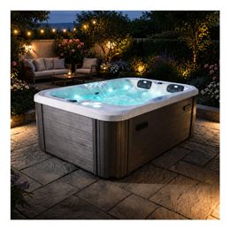TroniTechnik&reg; Outdoor Whirlpool Spa TINO PRO, Isolierung Wei&szlig; Silber Marmoriert 195cm x 127cm inkl. Thermoabdeckung & Treppe