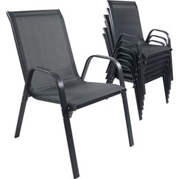 Vcm 6-tlg. Set Gartenstuhl, Metall Stapelstuhl mit Textilene, wetterbest&auml;ndig, stapelbar, Balkonstuhl f&uuml;r die Terrasse oder Garten Outdoor, Sonlas