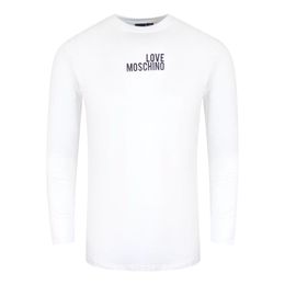 Love Moschino Langarm-t-shirt Mit Auff&auml;lligem Logo, Wei&szlig;