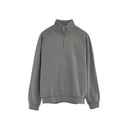 Sweatshirt asphaltgrau mit Zip-Kragen und Rigby Go Stickerei
