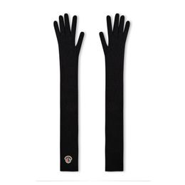 Moncler Lange Handschuhe aus Schurwolle mit Logo-Patch