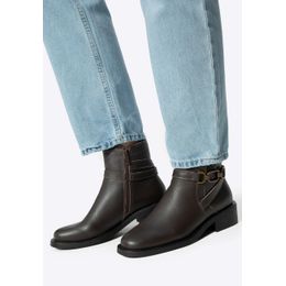 Wittchen Damen-Chelsea-Boots aus Leder mit Zierkette, Braun, Naturleder