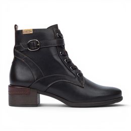 Pikolinos schwarze Leder-Schn&uuml;rstiefel mit mittlerem Absatz &ndash; Malaga