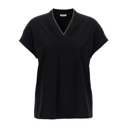 Brunello Cucinelli Schwarzes Baumwoll-T-Shirt