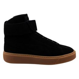 Puma -Plattform mit mittlerem Ow -Gurt Leder Schn&uuml;rung schwarze Damen -Trainer 364588 03