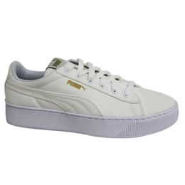 Puma Vikky Plattform CV Schn&uuml;rung von wei&szlig;en Damen Textil Trainern 365603 01 P3B