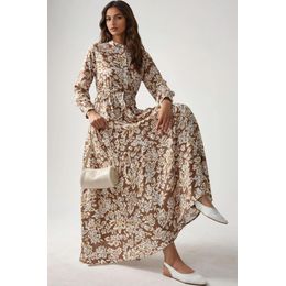 Bedrucktes Maxikleid mit Hemdkragen