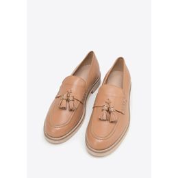 Wittchen Damen-Lederslipper mit Quasten, Beige, Naturleder