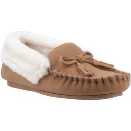 Hush Puppies Agnes Veloursleder Damen Hausschuhe in Tan