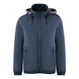 Aquascutum Schlichte Marineblaue Leichte Jacke mit Fellkapuze
