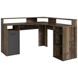 Mid.you Eckschreibtisch, Anthrazit, Alteiche, Holzwerkstoff, rechteckig, 139x90x139 cm, FSC Mix, Stauraum, Regal, Arbeitszimmer, Schreibtische, Eckschreibtische
