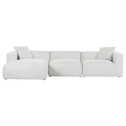 CARRYHOME Ecksofa, Creme, Kunststoff, 3-Sitzer, F&uuml;llung: Polyester, Ottomane links, L-Form, 323x178 cm, Stoffauswahl, seitenverkehrt erh&auml;ltlich, R&uuml;cken echt, Wohnzimmer, Sofas & Couches, Wohnlandschaften, Ecksofas