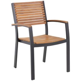 Ambia Garden Gartensessel, Schwarz, Teak, Holz, Metall, Akazie, Hartholz, eckig, 59.5x88x58 cm, stapelbar, Gartenm&ouml;bel, Gartenst&uuml;hle, Gartenst&uuml;hle