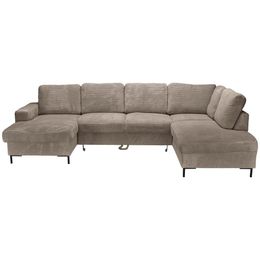 CARRYHOME Wohnlandschaft, Taupe, Metall, 5-Sitzer, F&uuml;llung: Schaumstoffflocken, U-Form, Ottomane links, 303x197 cm, Liegefunktion, seitenverkehrt erh&auml;ltlich, Schlafen auf Sitzh&ouml;he, R&uuml;cken echt, haustierfreundlicher Bezug, Wohnzimmer, Sofas & Couches, Wohnlandschaften, Wohnlandschaften in U-Form