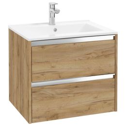 P & B Waschtischkombi, Eiche, Metall, 2 Schublade(n) Schubladen, 60 cm, h&auml;ngend, Badezimmer, Waschbecken & Armaturen, Waschtische