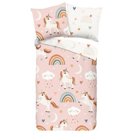 Jugendbettw&auml;sche Aina, Mehrfarbig, Textil, Einhorn, 135x200 cm, b&uuml;gelleicht, Schlaftextilien, Bettw&auml;sche, Kinderbettw&auml;sche