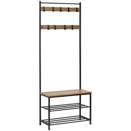 PBJ Garderobe, Natur, Schwarz, Metall, Holzwerkstoff, 70x175x33 cm, Garderobe, Garderoben-Sets & Serien, Garderoben-Sets